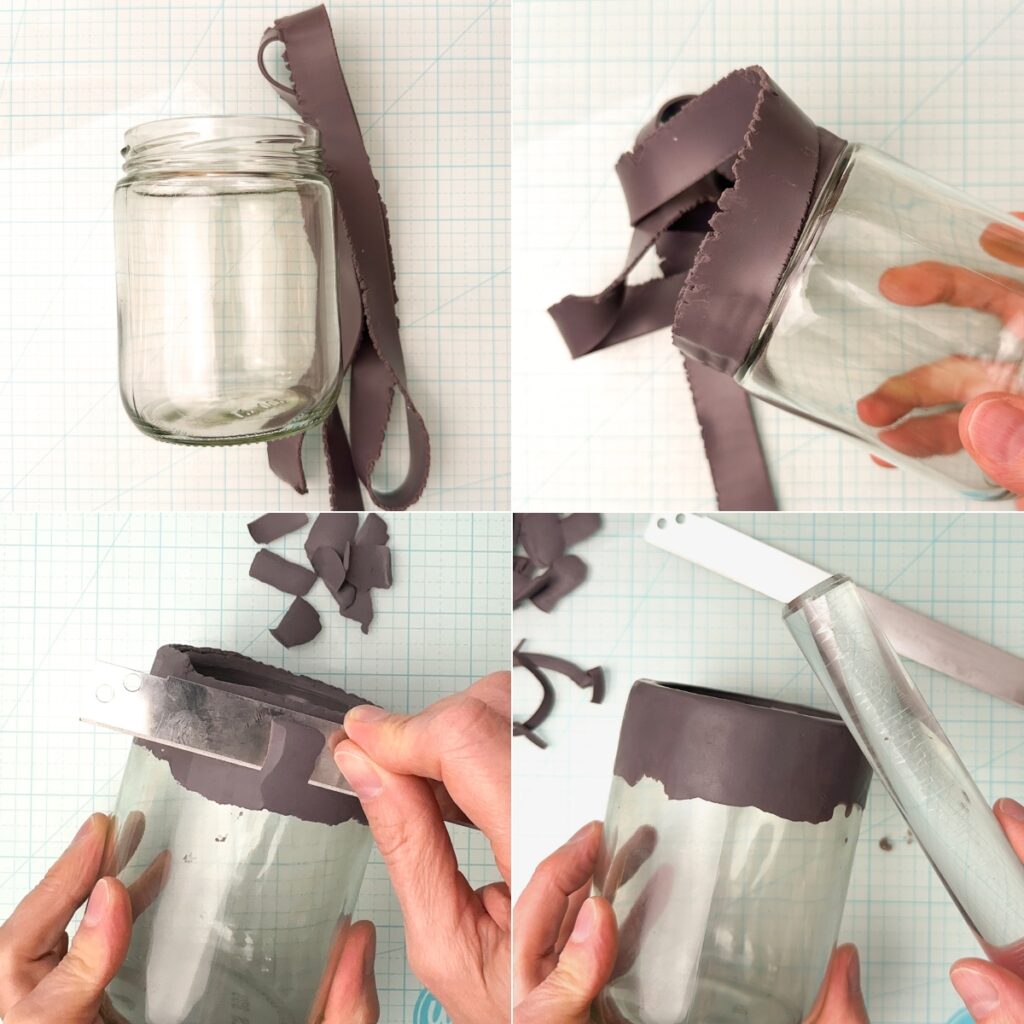 Upcycled Glass Jar DIY with Polymer Clay Cane Veneer - Sandra Callander