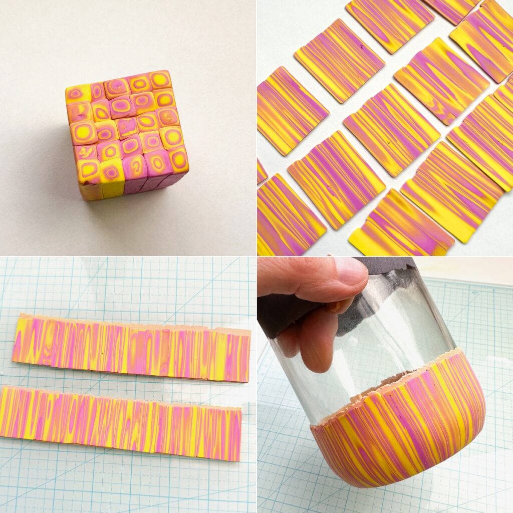 Upcycled Glass Jar DIY with Polymer Clay Cane Veneer - Sandra Callander